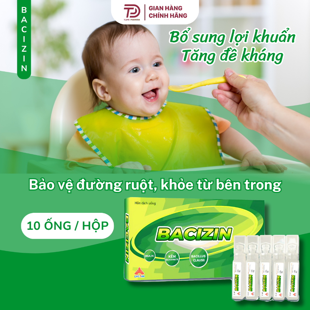 Men vi sinh Bacizin hộp 10 ống | Men vi sinh cho bé và người lớn giúp ...