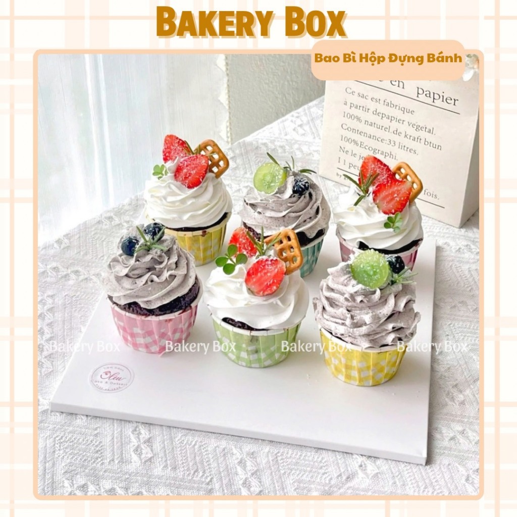 50 Ly Giấy Cupcake Hoạ Tiết Caro Nướng Bánh | Shopee Việt Nam