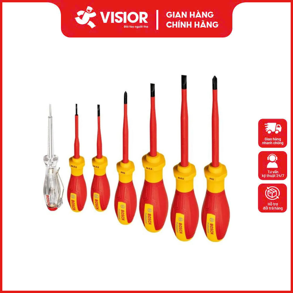 BỘ TUA VÍT CÁCH ĐIỆN VDE 7 MÓN ĐẦU SL/PH BOSCH 1600A02NF7 CHÍNH HÃNG | Shopee Việt Nam