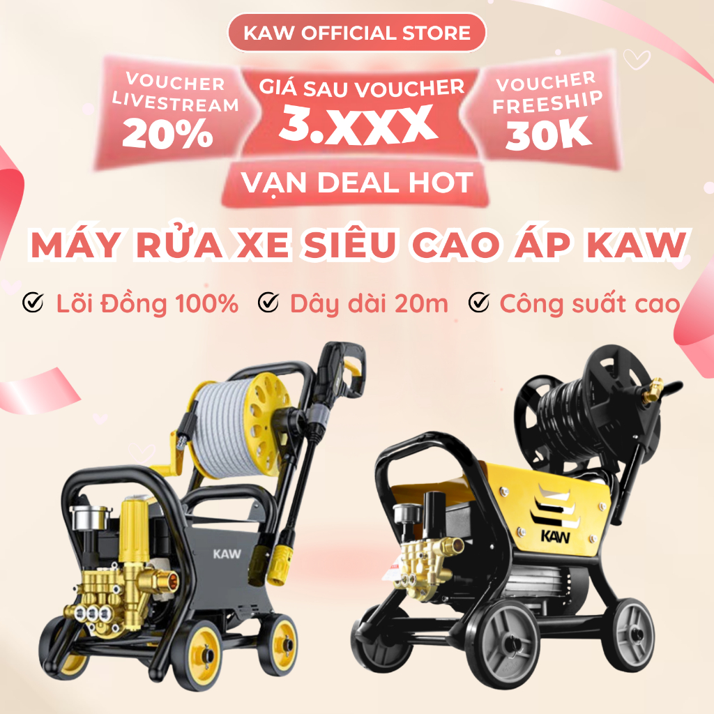 Máy Rửa Xe Công Nghiệp KAW Cao Áp Công Suất Lớn 3000W, Tầm Phun Xa 10M ...