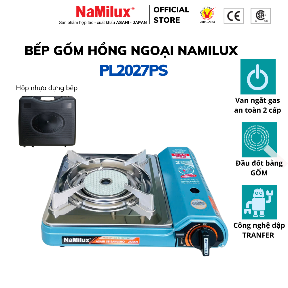 Bếp Gas Mini/Du Lịch Hồng Ngoại NaMilux PL2027PS/Van Ngắt Gas Tự Động 2 ...