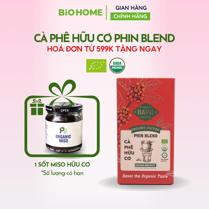 Cà phê hữu cơ Hapii Coffee phin Blend, Arabica phin giấy, Robusta phin ...