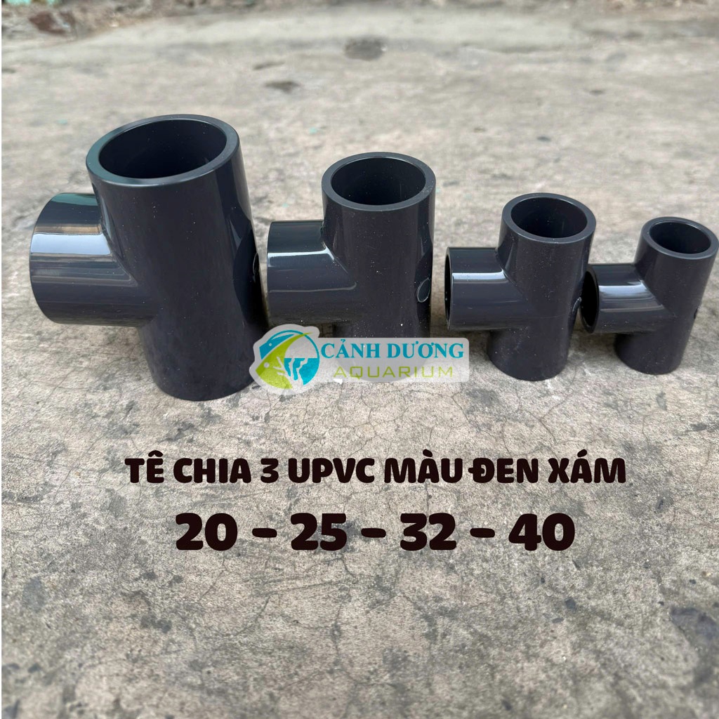Tê chia 3 màu đen xám ĐEN XÁM U-PVC Phi 40-32-25-20 chuyên dùng cho hồ ...