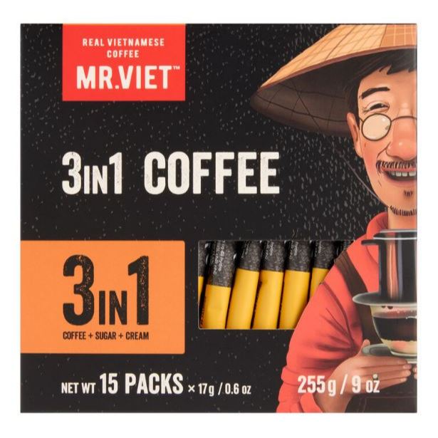 Cà phê Hòa Tan 3 trong 1 MR Viet 255g - Cafe Mr Viet 3 in 1 Instant Coffee (15 gói x 17g ...