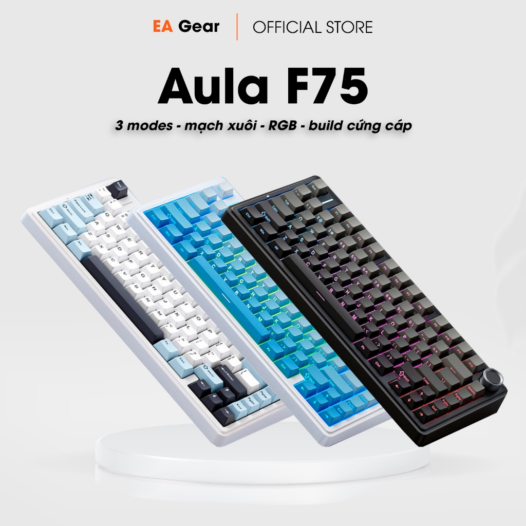 [Sẵn] Bàn Phím Cơ AULA F75 3 Modes Núm Xoay Led RGB Full Foam - EA Gear ...