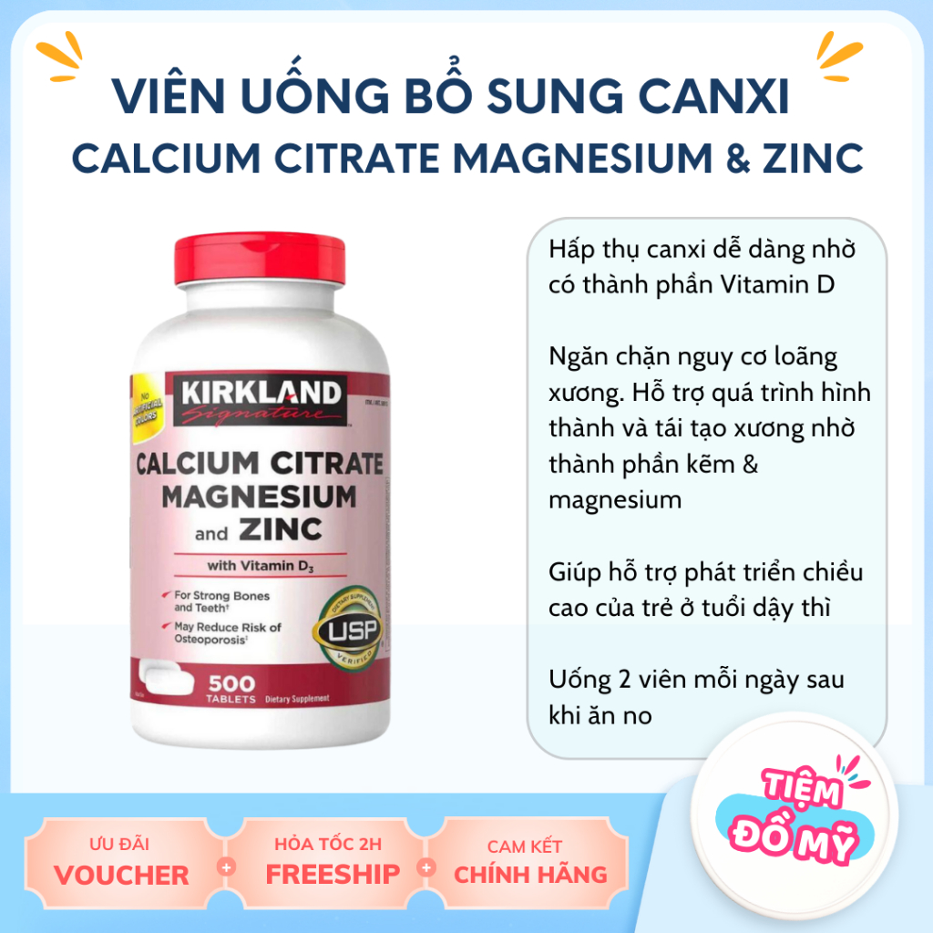 Viên Uống Bổ Sung Canxi Kirkland Signature Calcium Citrate Magnesium ...