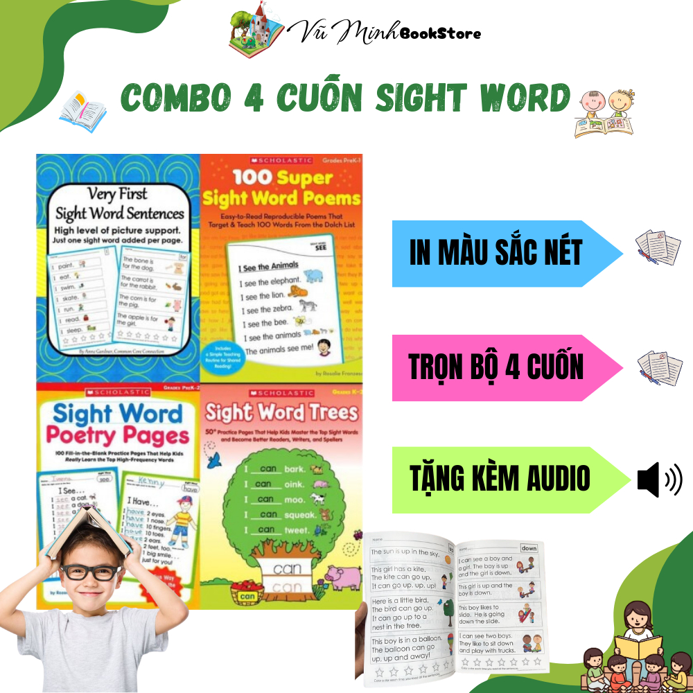 Sách - Sight Word 4 quyển - Tặng file nghe mp3 | Shopee Việt Nam