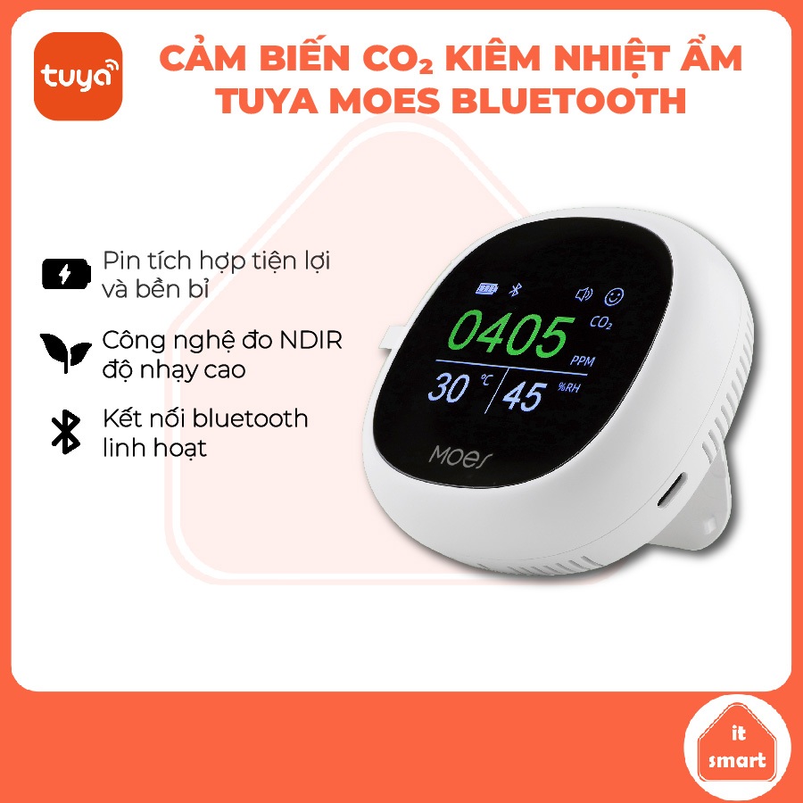 Cảm biến CO2 thông minh Tuya Moes bluetooth, cảm biến NDIR chính xác tức thời | Shopee Việt Nam