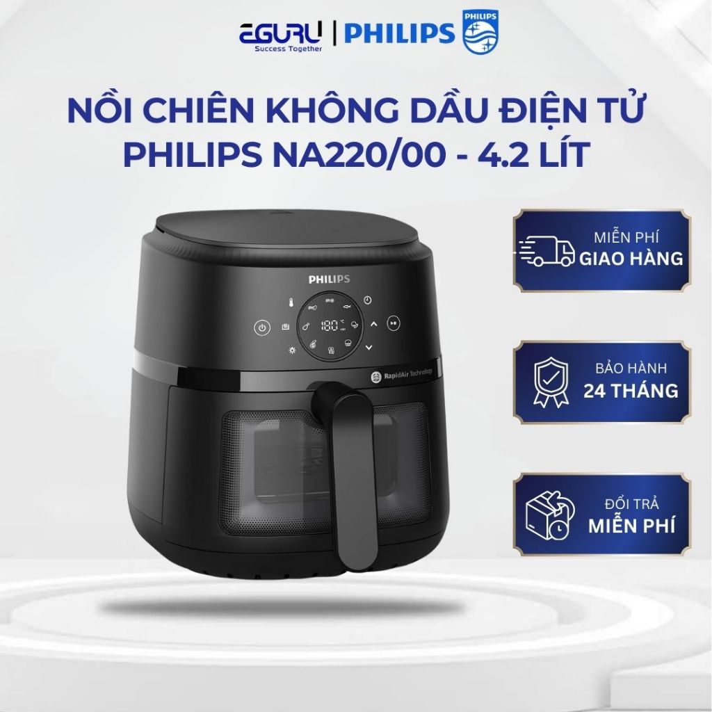 Nồi Chiên Không Dầu Điện Tử Philips NA220/00 4.2 lít |1500W| Cửa Sổ ...