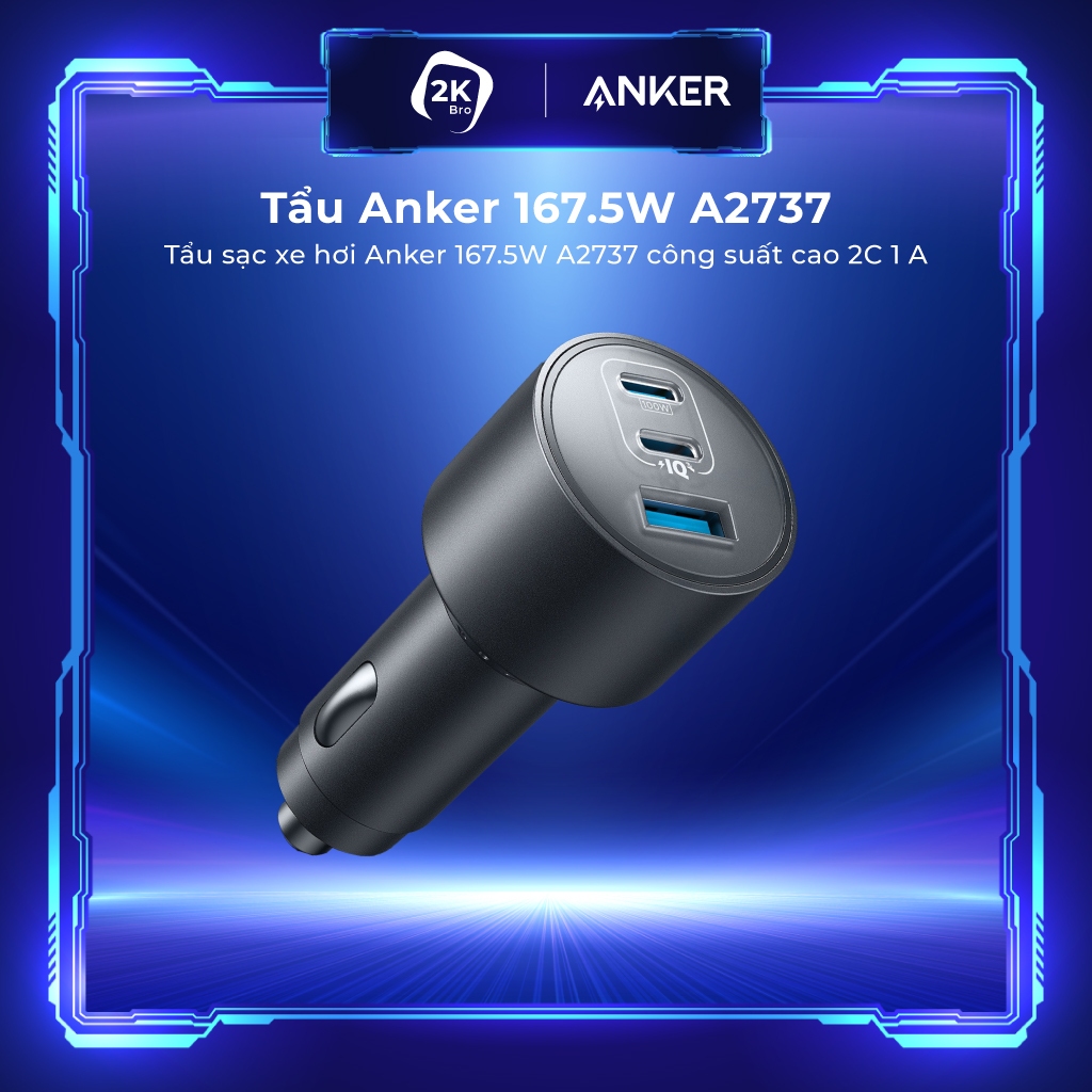 Tẩu sạc xe hơi Anker 167.5W A2737 công suất cao 2C 1 A | Shopee Việt Nam