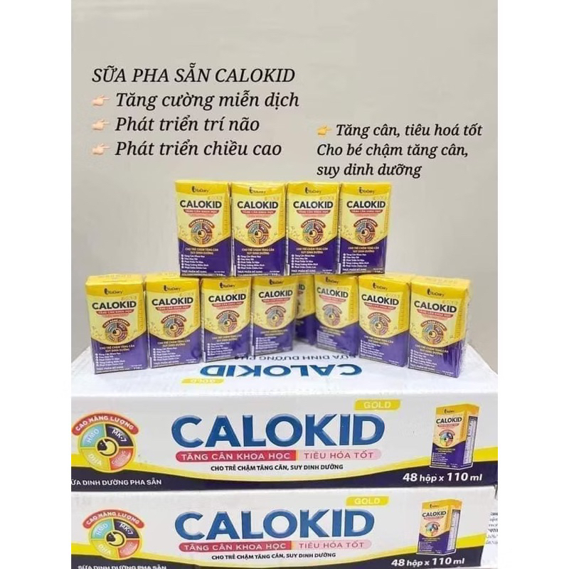 [CóThẻ Cào] Thùng 48 hộp Sữa Bột Pha Sẵn Calokid 110ml | Shopee Việt Nam