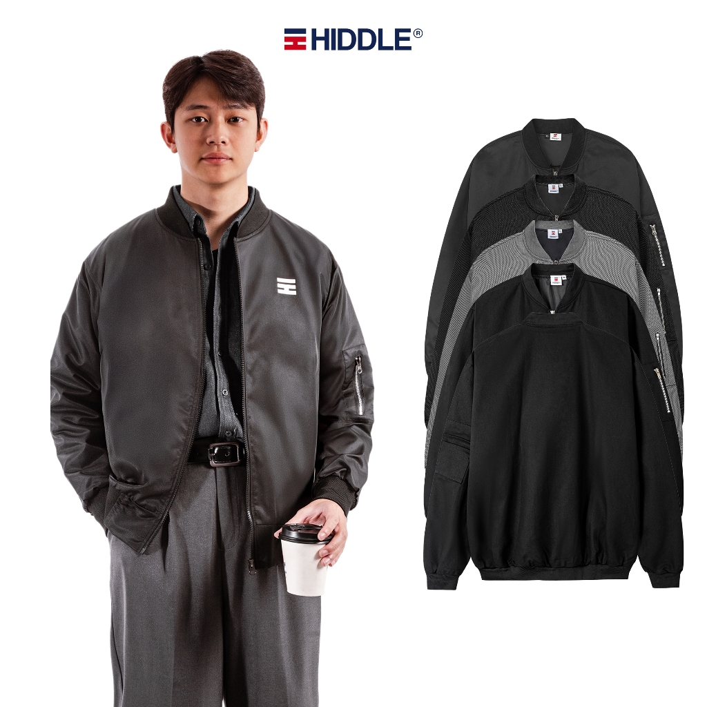 Áo khoác bomber nam chính hãng HIDDLE kaki, gió, nỉ waffle Hàn Quốc ...