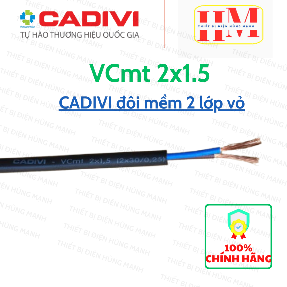 Dây điện Cadivi đôi VCmt 2x1.5 mm tròn mềm 2 lớp vỏ bọc lõi đồng (giá 1 mét) | Shopee Việt Nam