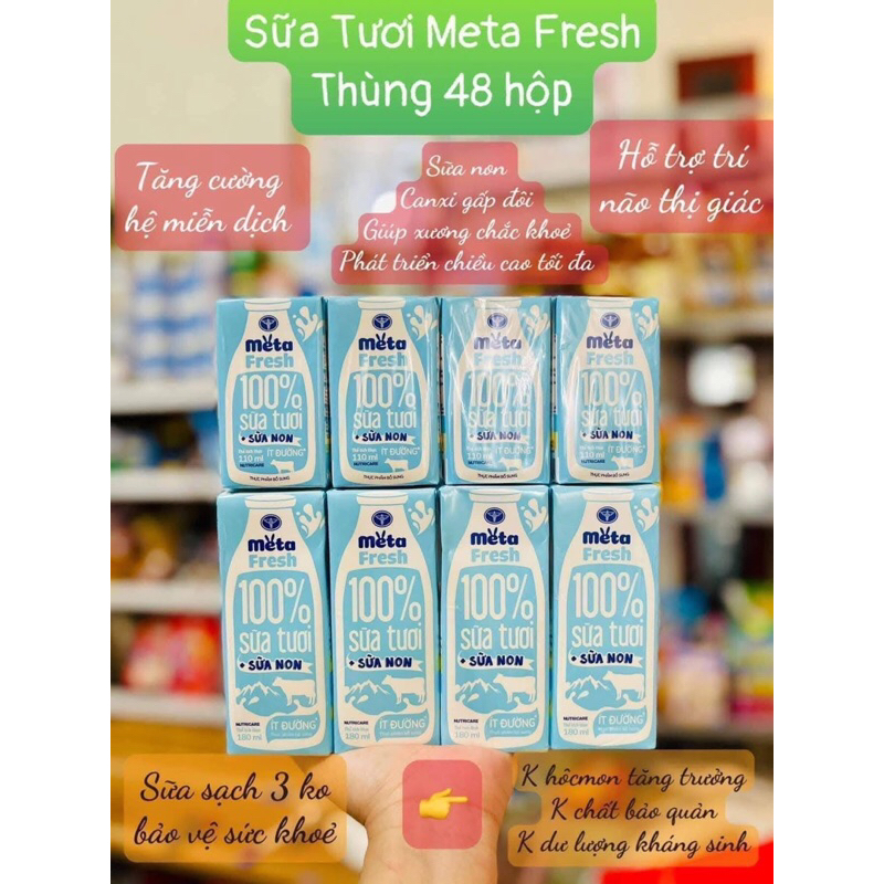 Sữa meta Fresh ít đường bổ sung sữa non 110ml-180ml mẫu mới 20 tỷ lợi ...