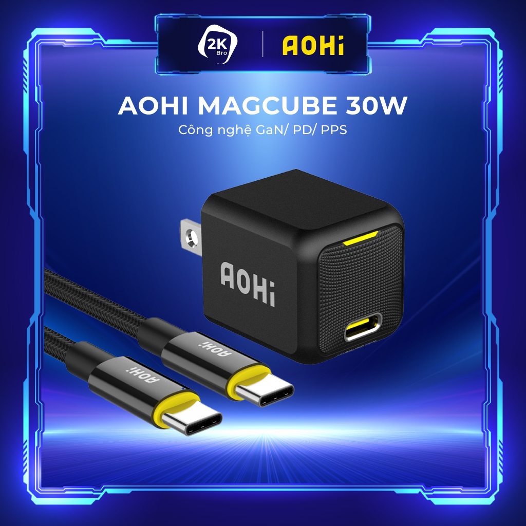 [Kèm cáp 1m2] Bộ củ sạc Aohi Magcube 30W chuẩn PD/ PPS và cáp Aohi Magline+ | Shopee Việt Nam