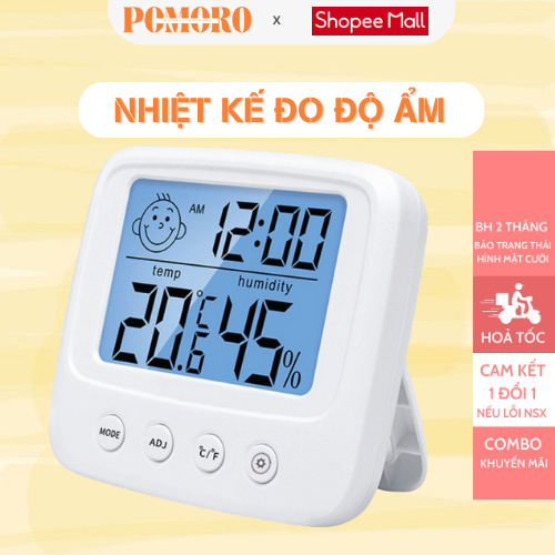 Nhiệt kế đo nhiệt độ phòng điện tử POMORO 4 trong 1 đo nhiệt độ, độ ẩm ...