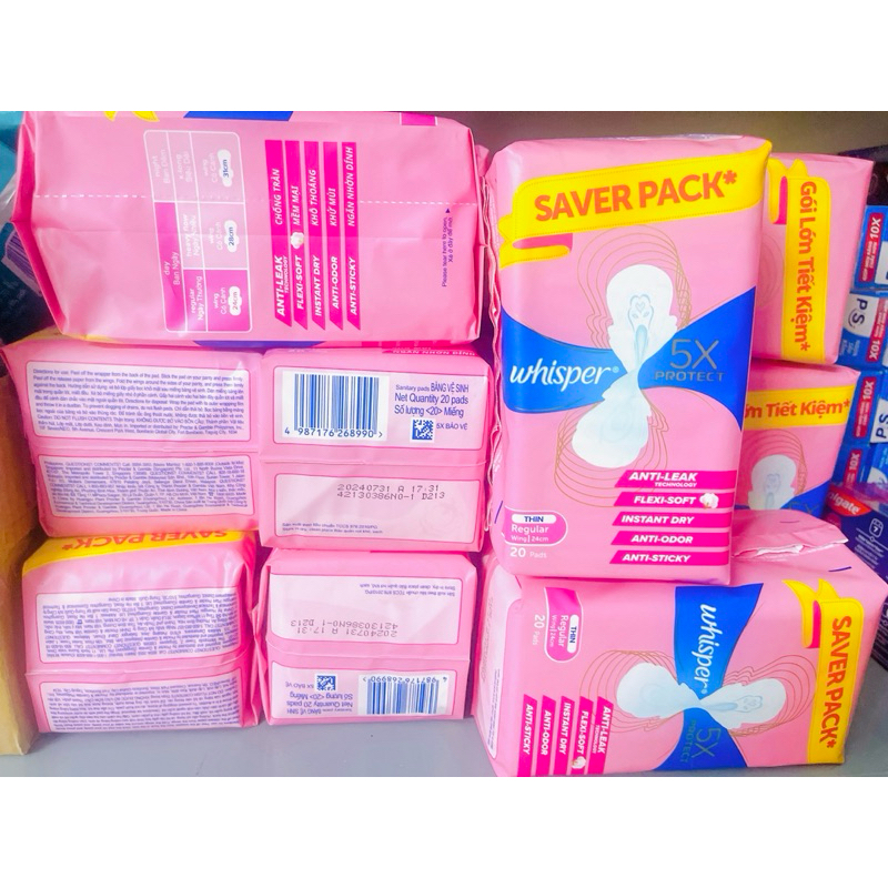 Băng Vệ Sinh Whisper Siêu Mỏng tiện lợi hàng ngày 5X Protect 24cm ...