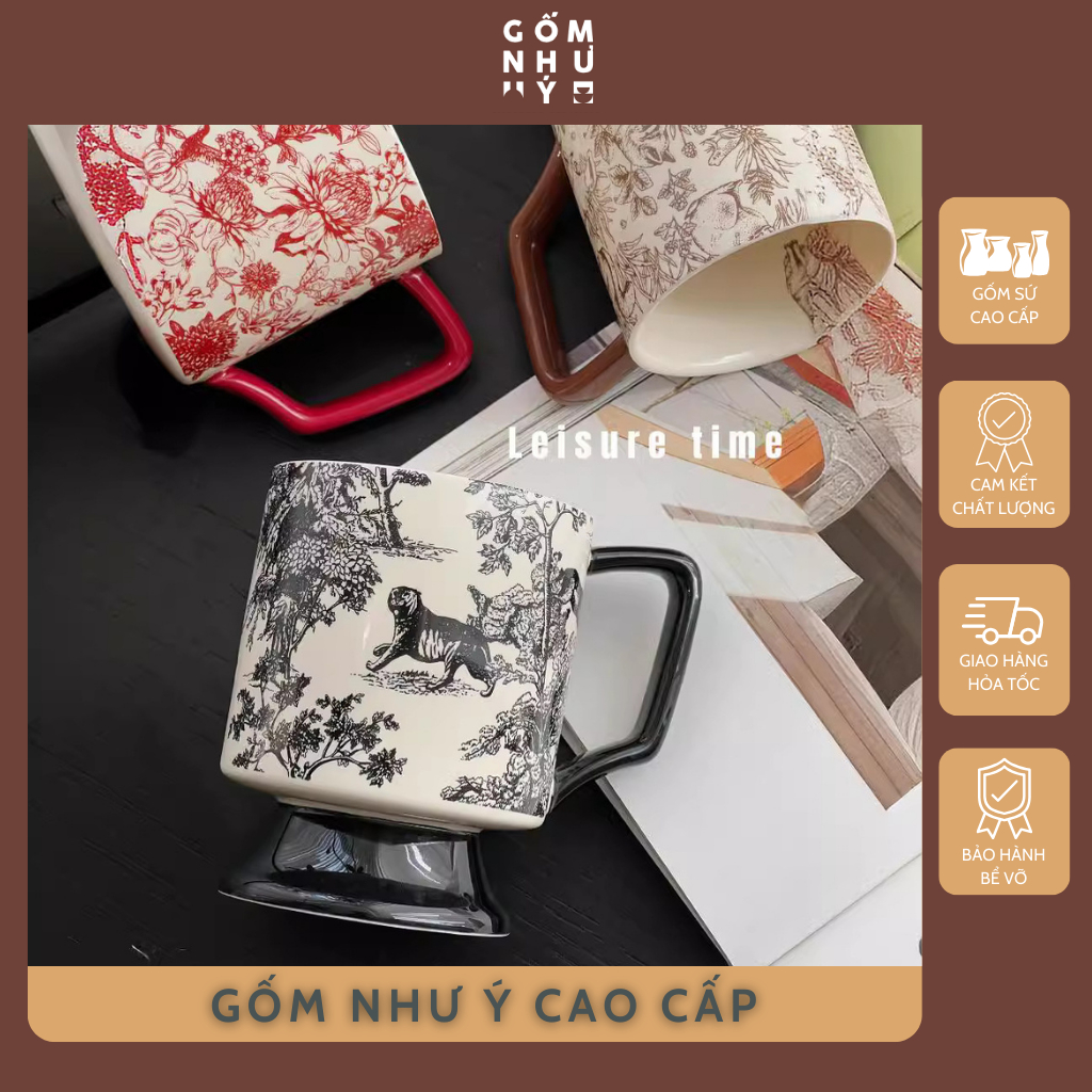 Cốc gốm sứ 380ml SUREON giới hạn phong cách cổ điển Black Tiger, cốc ...