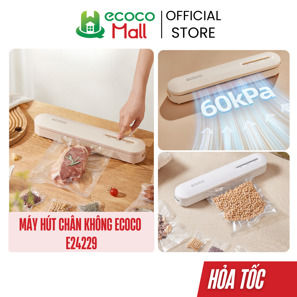 Máy hút chân không ECOCO 3 chế độ bảo quản thực phẩm tích hợp hàn miệng túi thế hệ mới, TẶNG KÈM ...