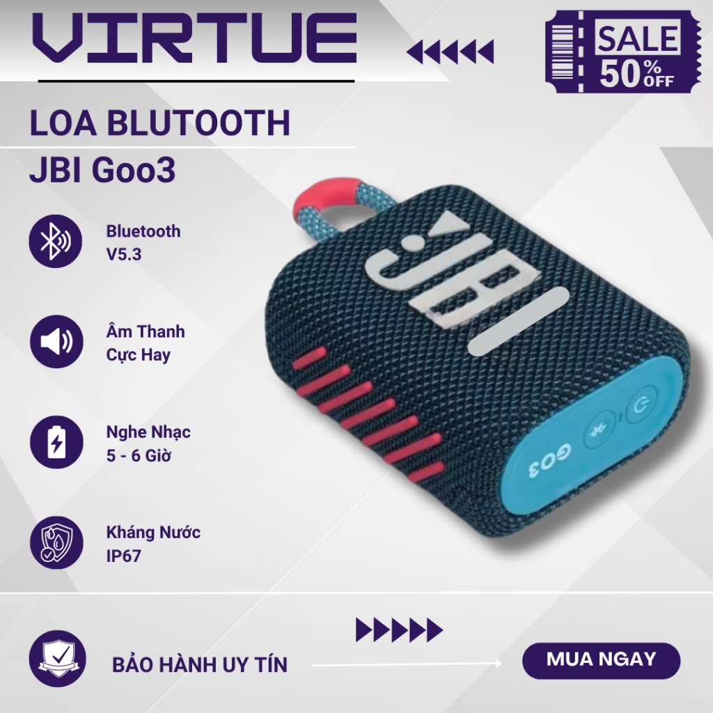 Loa Bluetooth di động JBI Goo3 . Công Nghệ Bluetooth 5.2 , Âm thanh cực ...