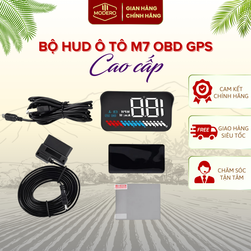 Bộ Hiển Thị Tốc Độ Và Thông Tin Trên Kính Lái Ô tô HUD M7 - Kết Nối Qua OBD GPS Nét Tốt Chống ...
