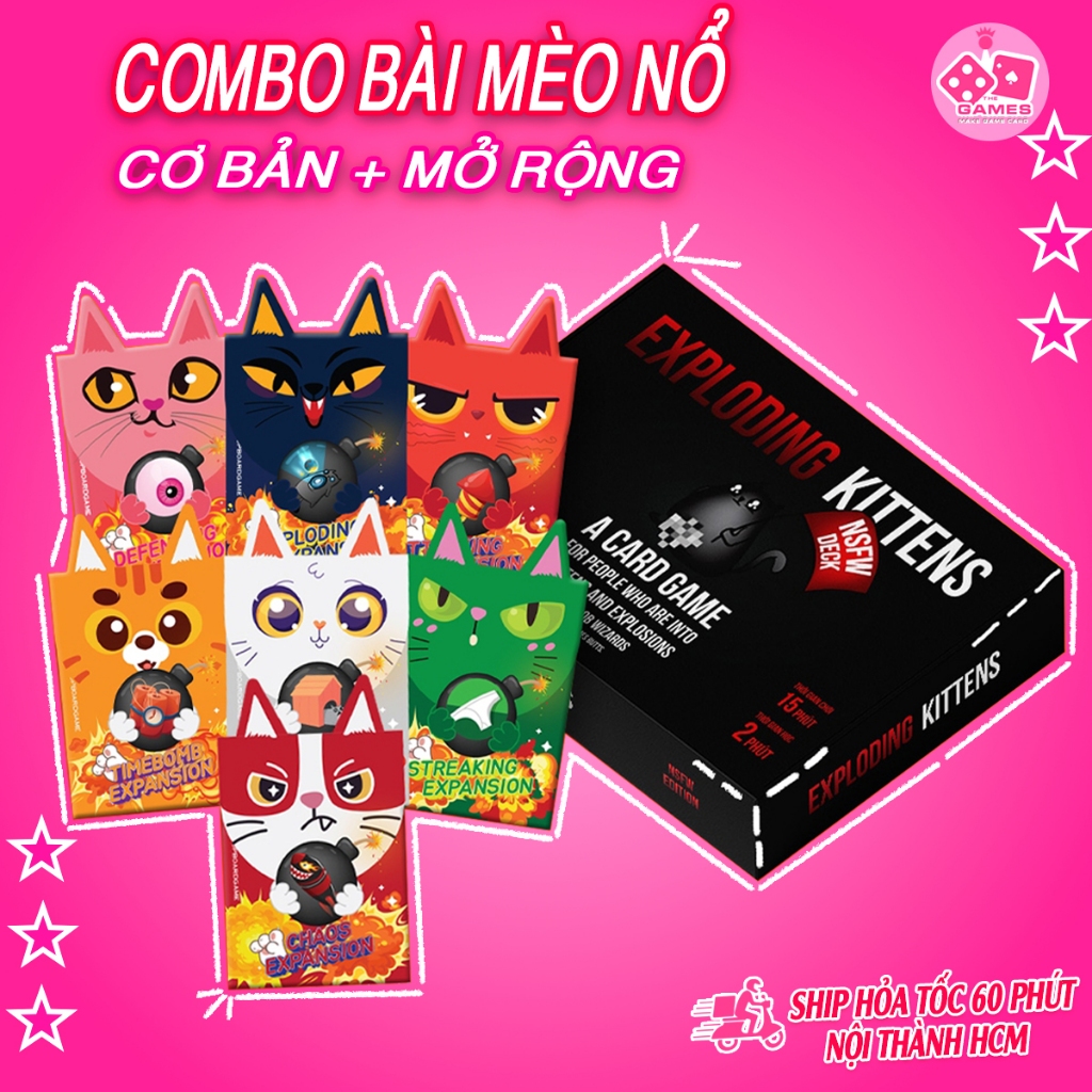 COMBO MÈO NỔ CƠ BẢN VÀ 8 BẢN MỞ RỘNG Việt hoá - Exploding Kittens ...
