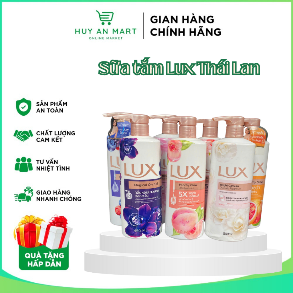 Sữa tắm Lux Thái Lan 450ml. Sữa tắm trắng da Lux hương nước hoa các màu ...