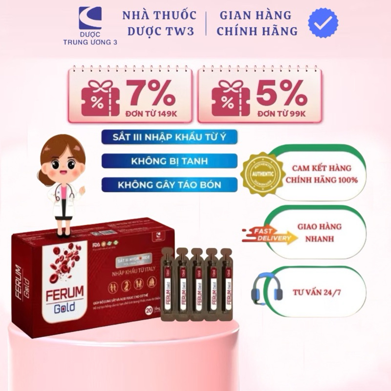 [TW3] Siro bổ sung sắt hữu cơ FERUM GOLD - Hỗ trợ tạo máu, cải thiện ...