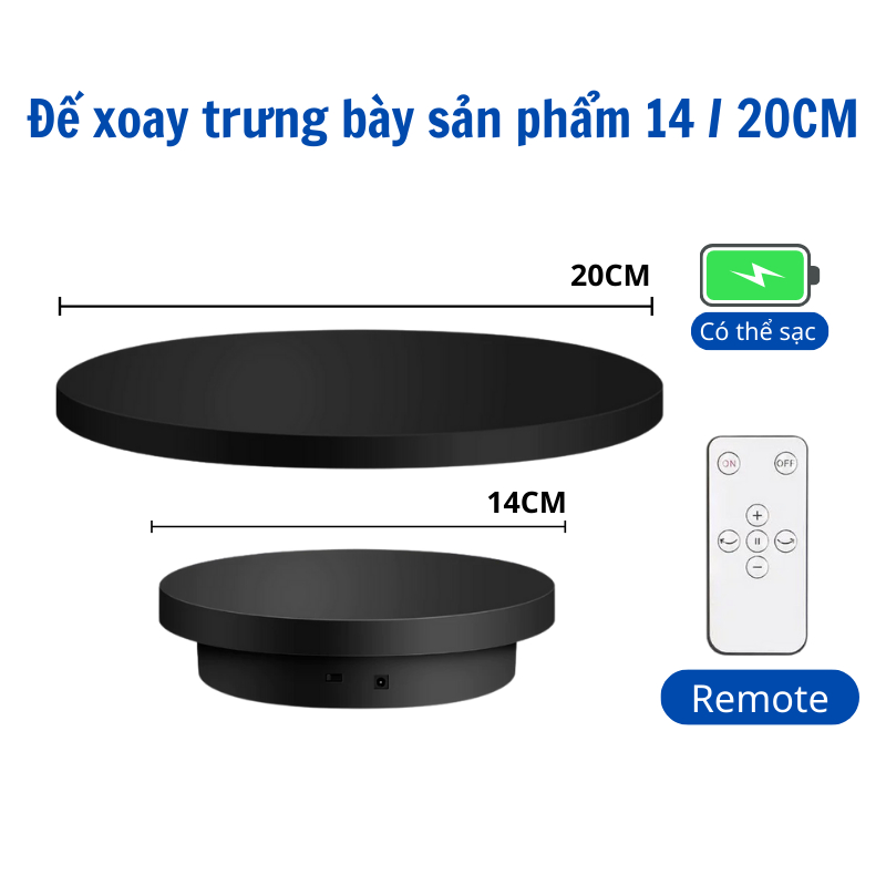 Bàn xoay trưng bày sản phẩm [Có Remote]-Chỉnh tốc độ, xoay 360 độ xoay ...