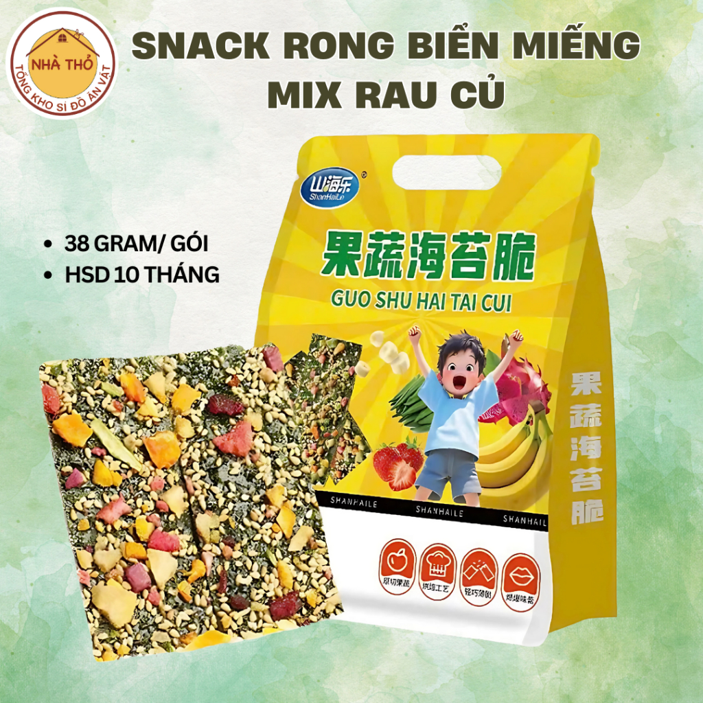 Rong Biển Miếng Mix Rau Củ Sấy, Snack Rong Biển Ăn Vặt Giòn Rụm Dinh ...