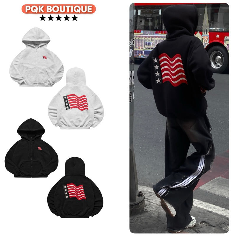 [New 2025] Áo Khoác Nỉ Zip Form Rộng Unisex AMR FLAG Hoạ Tiết Cờ Mỹ In ...