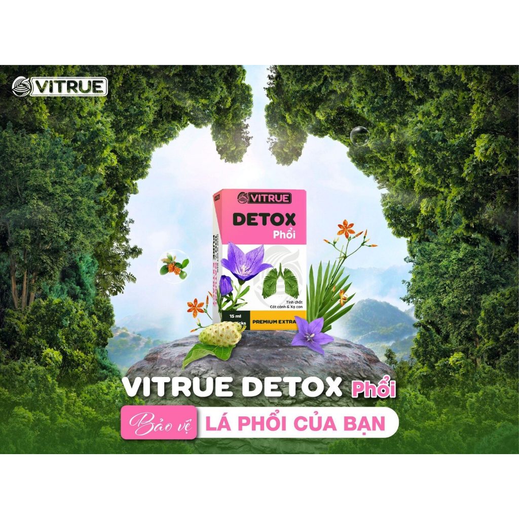 Vitrue detox phổi - Tinh chất 100% thảo dược, giảm ho, long đờm bổ phổi ...