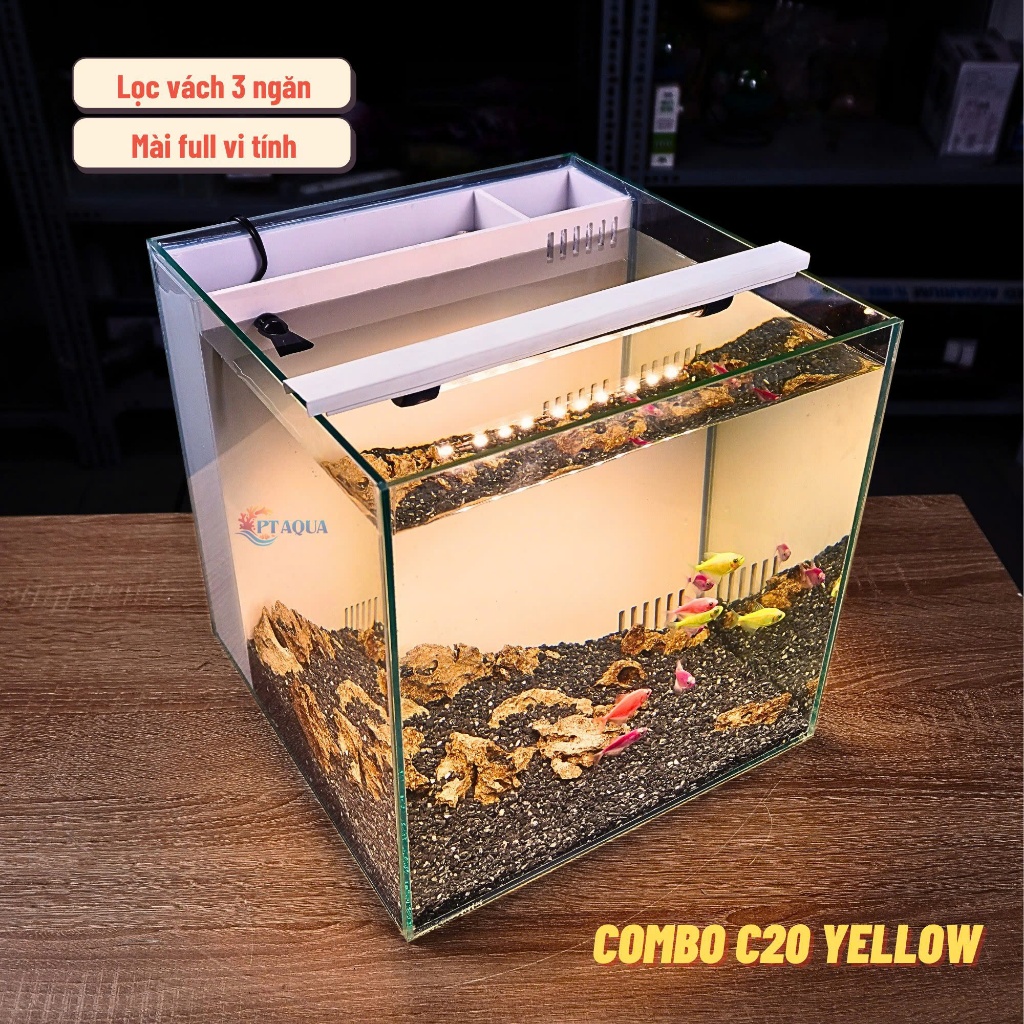 Bể Cá Mini Lọc Vách CUBIC 30 Để Bàn Đầy Đủ Phụ Kiện Có Sẵn Bơm và Vật Liệu Lọc | Shopee Việt Nam