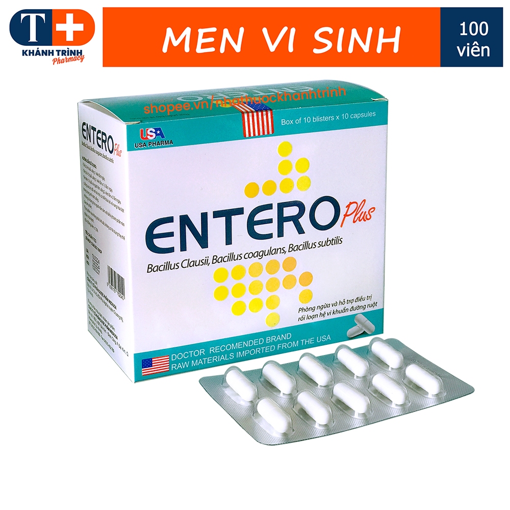(100 viên) Men vi sinh, men tiêu hóa Entero Plus cho người lớn với 3 ...