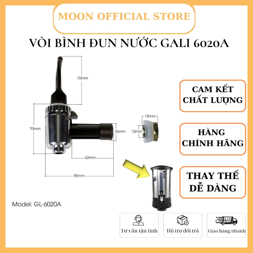 Vòi Lấy Nước Bình Đun Gali 6020A – Nhựa Chịu Nhiệt, Khóa Ren Đồng – Phụ ...