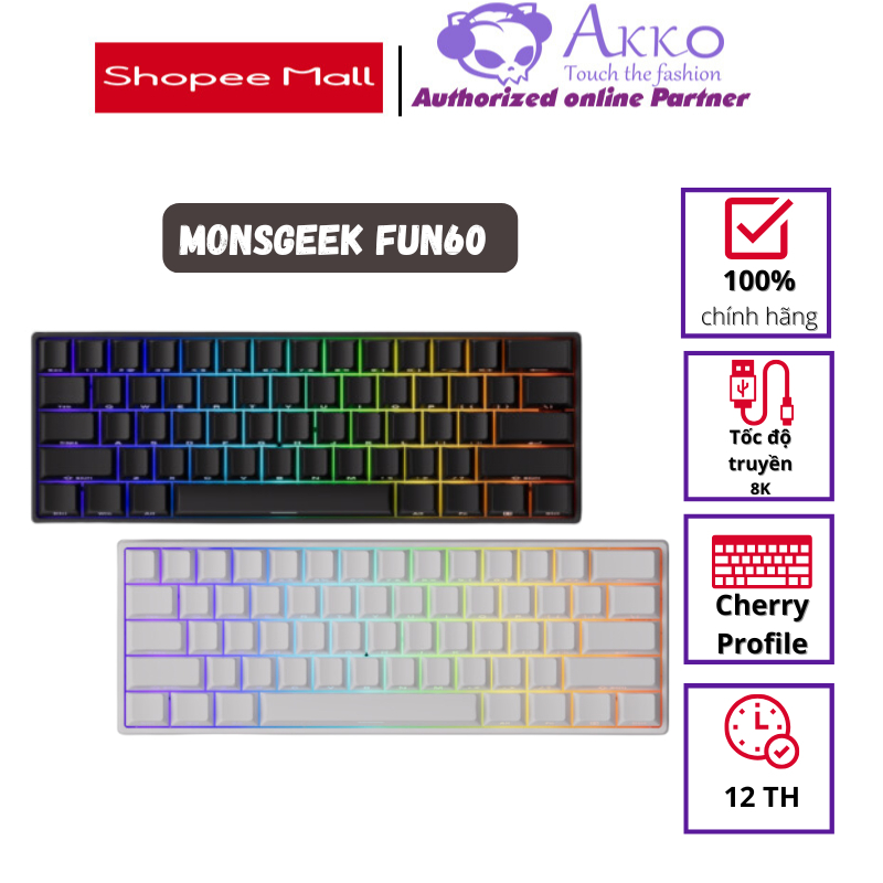 Bàn phím cơ MonsGeek FUN60 Max SP White / Black Akko Glare Magnetic Switches 8K | Shopee Việt Nam