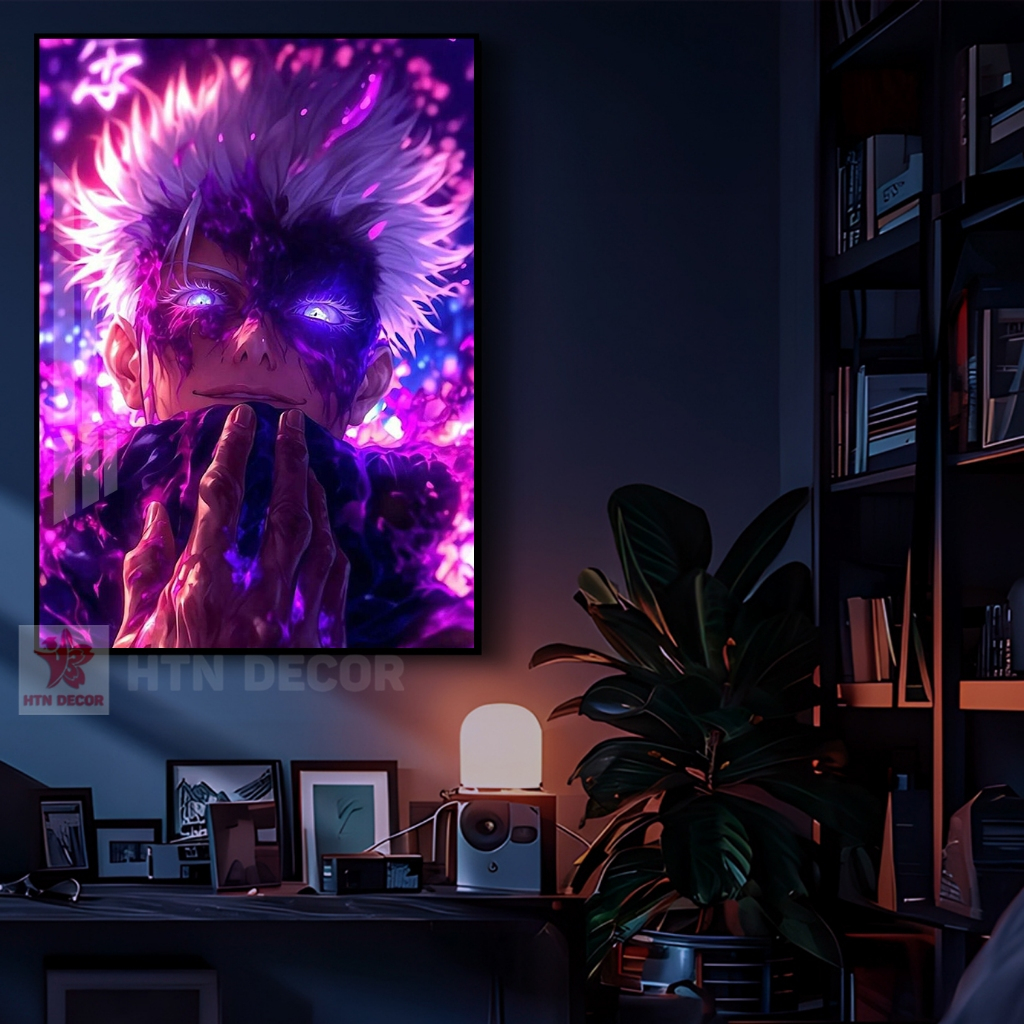 Tranh Tráng Gương GoJo Satoru-Hiệu Ứng LED NOEN cực ảo (GIẢ LED).Tranh ...