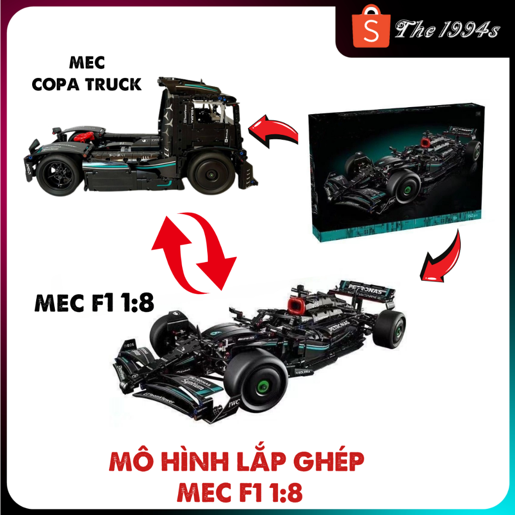 [T027] Mô hình lắp ghép xe đua F1 Mec tỷ lệ 1:8 màu đen- The 1994s ...