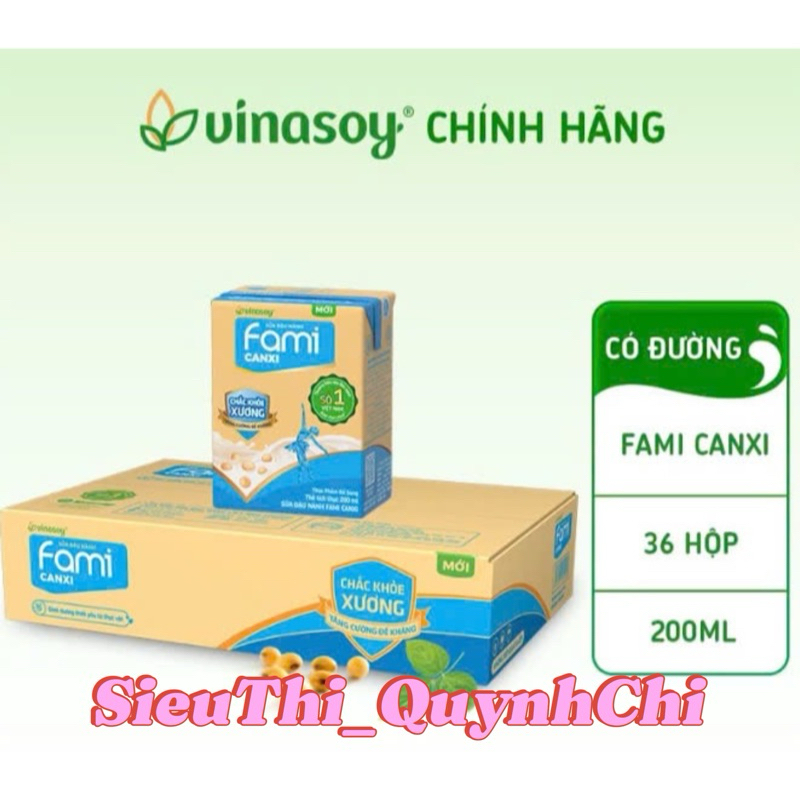 Lốc 6 hộp Sữa đậu nành Fami 200ml nguyên chất, Canxi Đủ Vị | Shopee Việt Nam