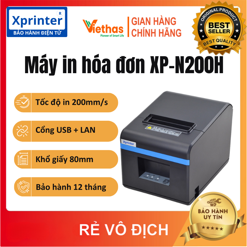 Máy in bill, in hóa đơn khổ K80 Xprinter N200H Cắt giấy tự động - Bảo Hành 12 Tháng | Shopee ...