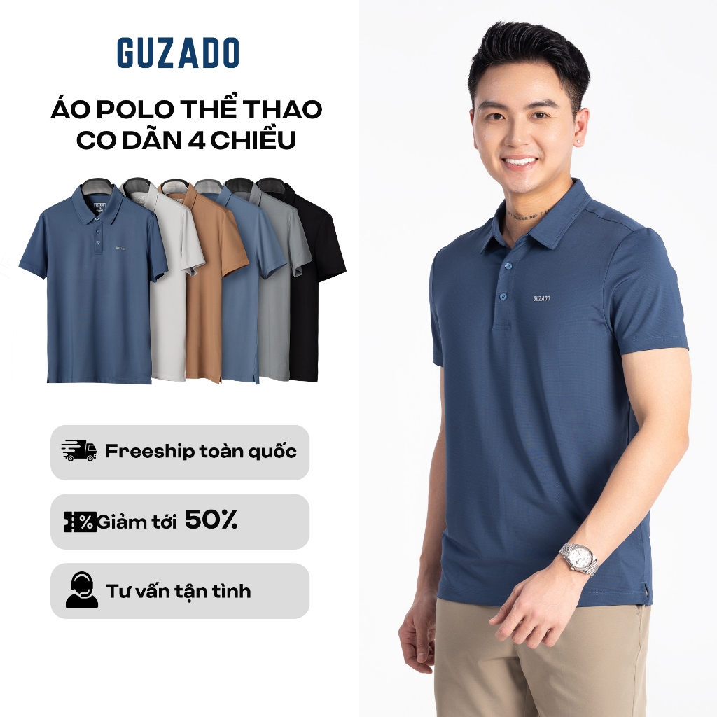Áo Polo Nam Guzado Cổ Bẻ,Chất Coolmax Thấm Hút CựcTốt Kiểu Dáng Basic, Co giãn thoải mái GPL001 ...