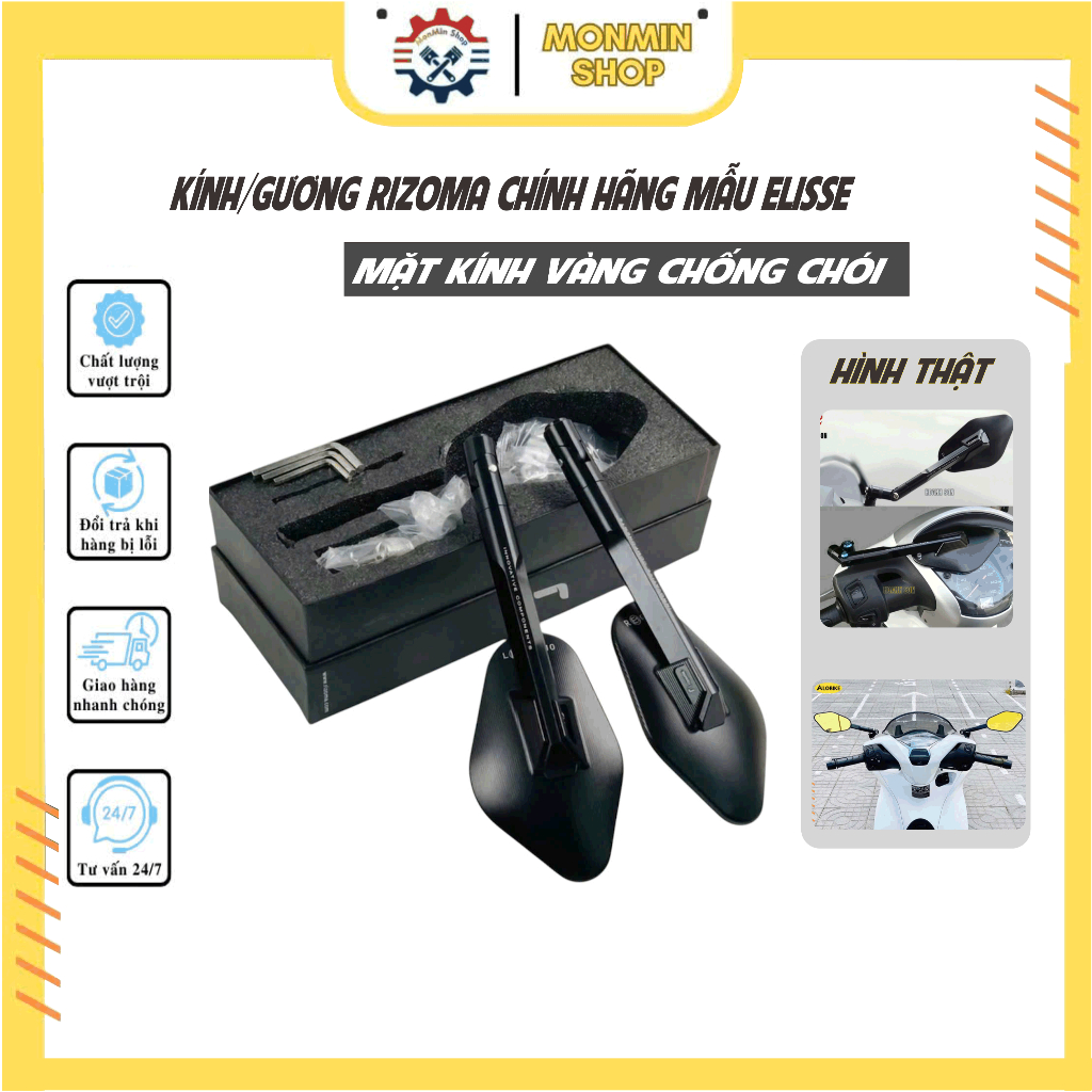 Gương Chiếu Hậu RIZOMA ELISSE hàng loại 1, kính rộng đủ tiêu chuẩn đi ...