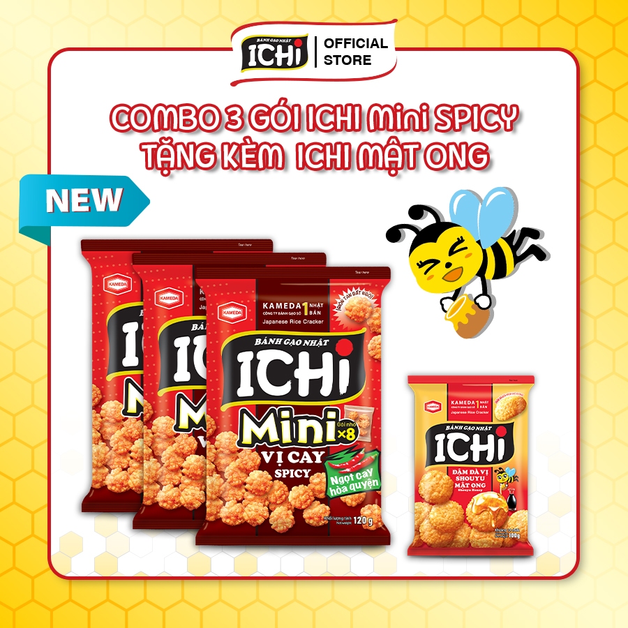Combo 3 gói bánh gạo Nhật ICHi MINI vị cay gói 120g, tặng kèm 1 gói ICHi 100g | Shopee Việt Nam