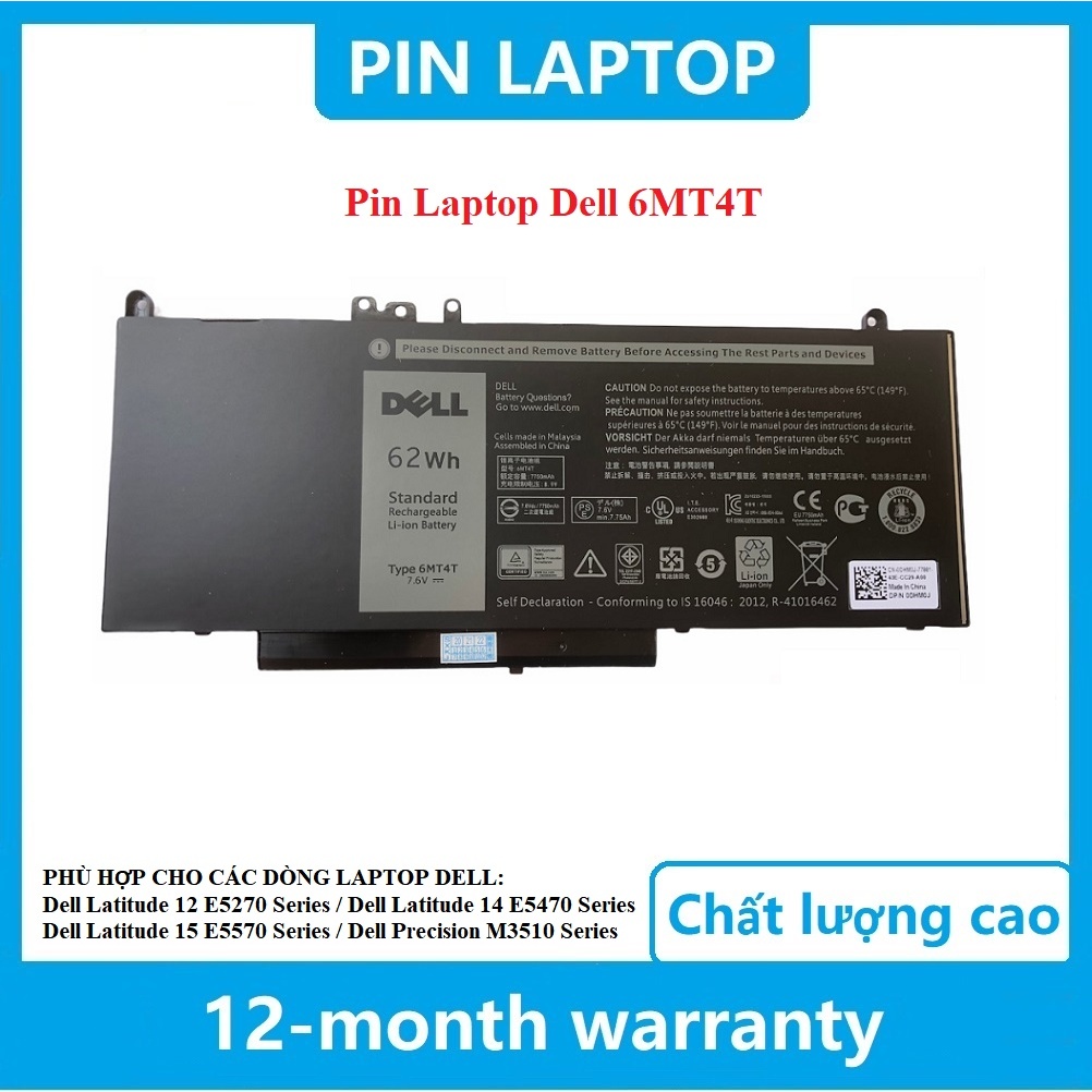 Pin Laptop Dell Latitude E5470 E5570, Precision 15 3510 6MT4T DÀI 62WH ...