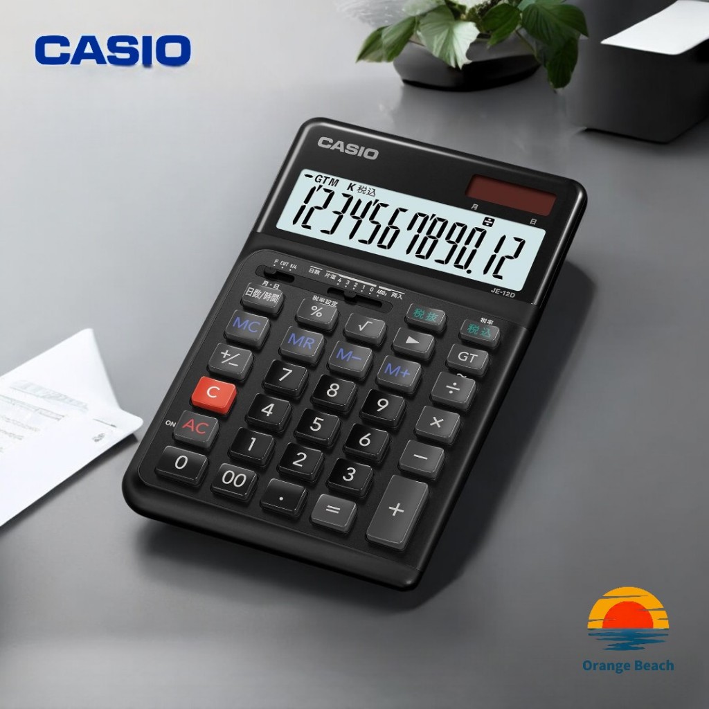 CASIO JE-12D Ergonomic Calculator/Máy Tính Công Thái Học/12 Số/Tính ...