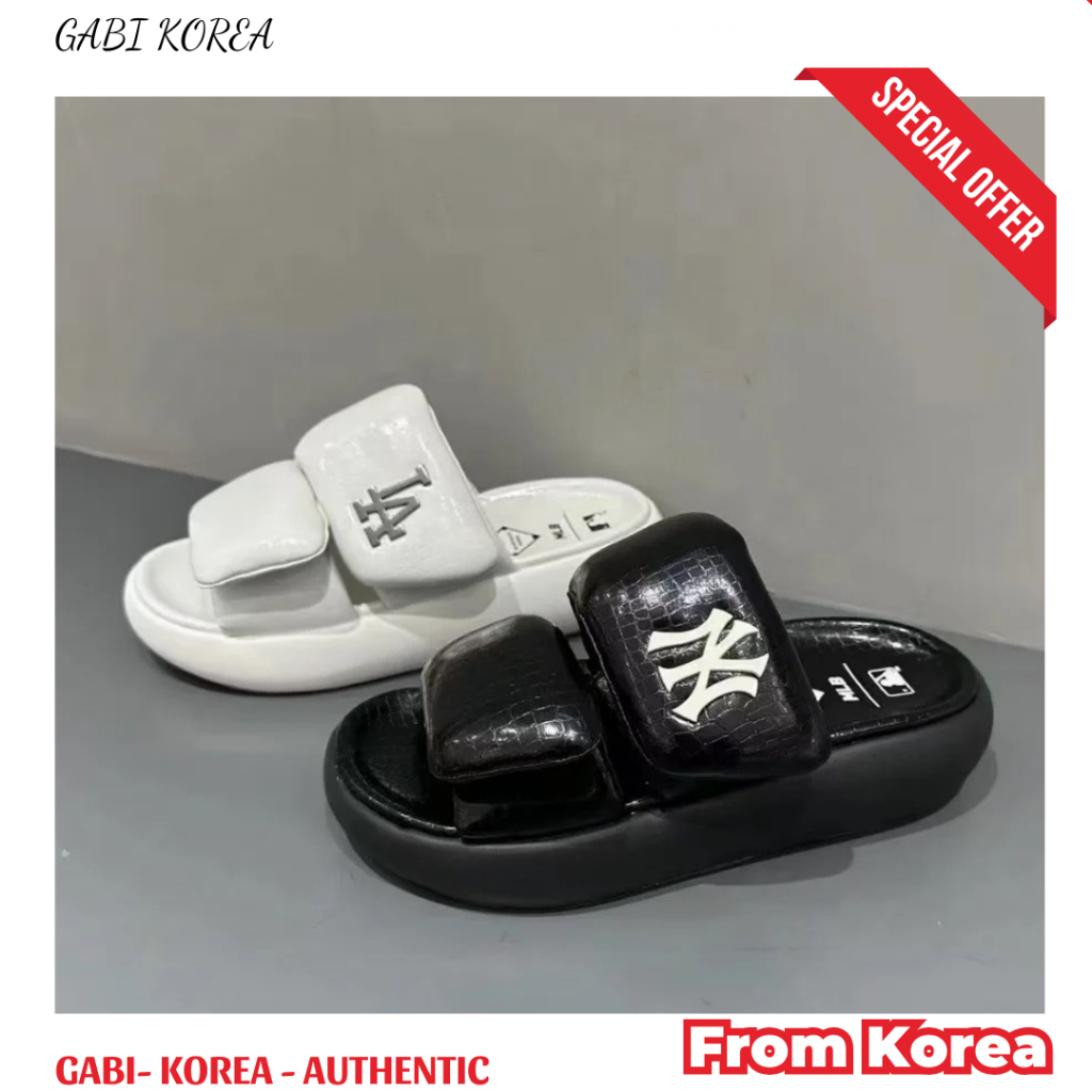 [CHÍNH HÃNG] Dép MLB Base Slide Lux LA đen/ trắng | Shopee Việt Nam