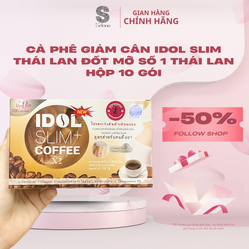 Hộp 10 gói Idol Slim x2 *Cà Phê Idol Slim X2 hộp 10 gói màu nâu chính ...