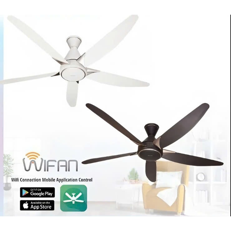 Quạt trần 5 cánh Panasonic F-60GDS màu nâu, trắng, công suất 40W điều khiển bằng Remote | Shopee ...