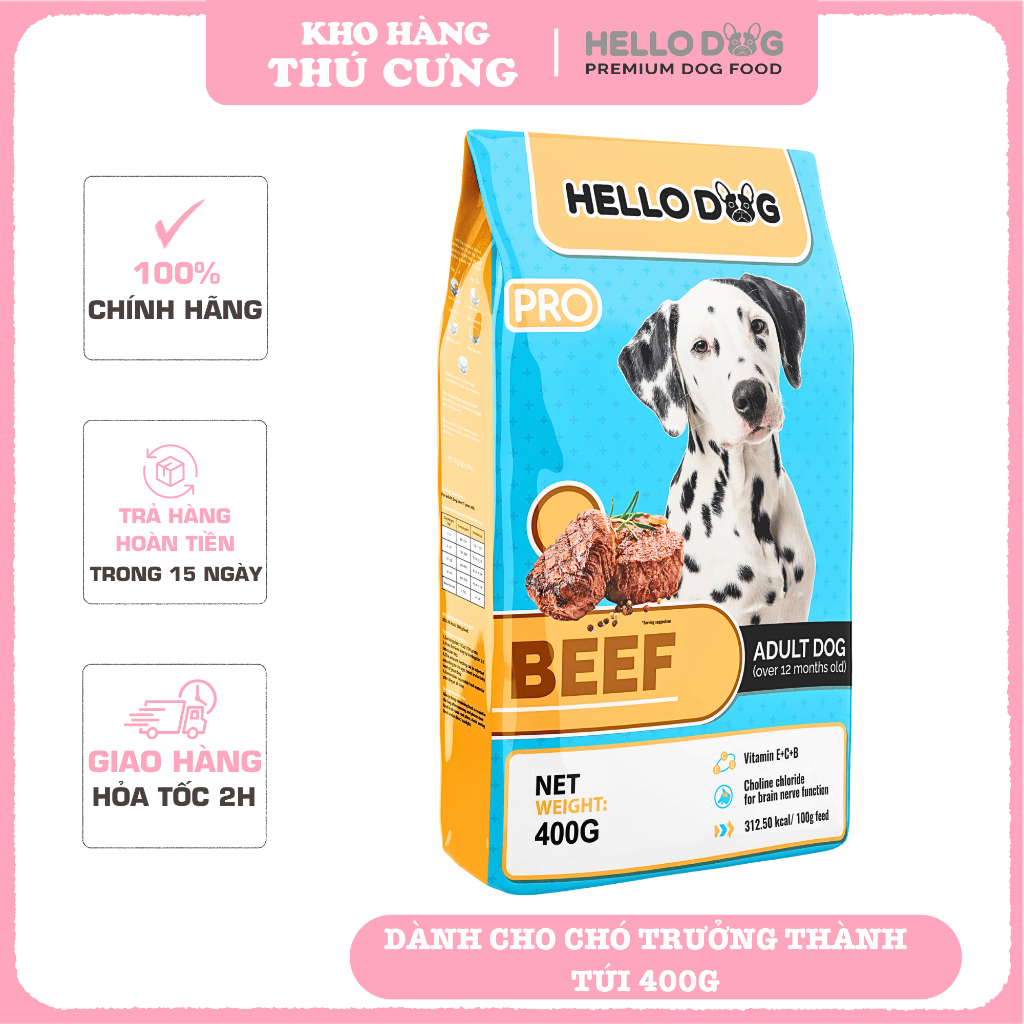 Hello Dog Beef - Thức Ăn Chó Vị Bò Nướng (400G) | Shopee Việt Nam