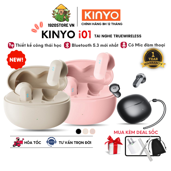 Tai Nghe Bluetooth TWS KINYO i01 Thiết Kế Công Thái Học, Bluetooth 5.3 - Chính Hãng BH 12 Tháng ...